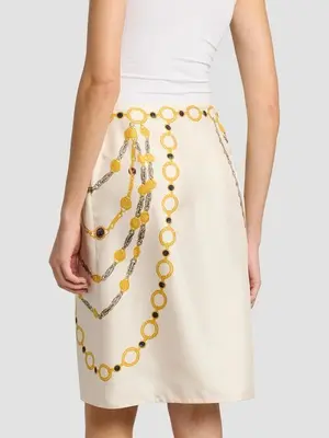 Versace The Lover Silk Twill Pencil Skirt