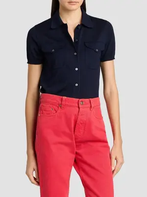 Versace Embroidered Wool Knit Short-sleeve Cardigan