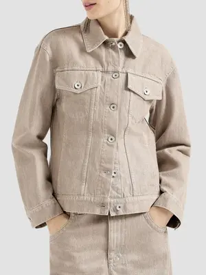 Brunello Cucinelli Beige Lamé Denim Four-pocket Outerwear Jacket