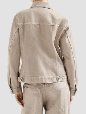 Brunello Cucinelli Beige Lamé Denim Four-pocket Outerwear Jacket
