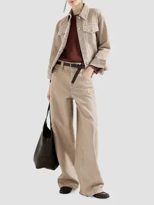 Brunello Cucinelli Beige Lamé Denim Four-pocket Outerwear Jacket