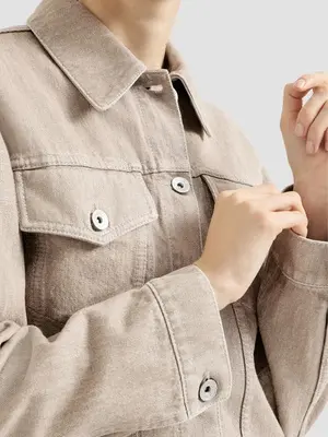Brunello Cucinelli Beige Lamé Denim Four-pocket Outerwear Jacket