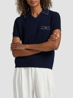 Versace Cotton Knit Polo Top