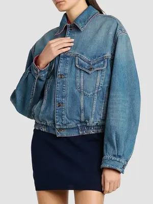 Versace Blouson Denim Leather-trim Jacket