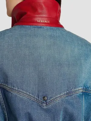 Versace Blouson Denim Leather-trim Jacket