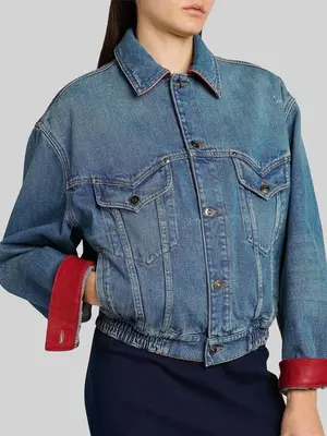 Versace Blouson Denim Leather-trim Jacket