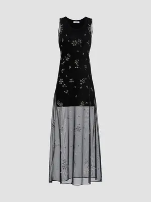 Rabanne Hotfix Floral Tulle Tank Maxi Dress