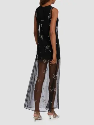 Rabanne Hotfix Floral Tulle Tank Maxi Dress