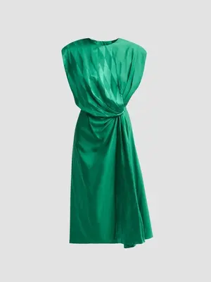 Versace Silk-blend Draped Midi Dress - Emerald