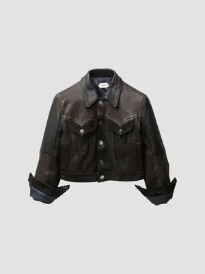Versace Two-tone Leather Blouson-style Jacket - Black
