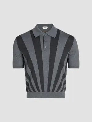 Versace Rays Intarsia-knit Polo Shirt