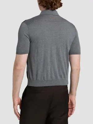 Versace Rays Intarsia-knit Polo Shirt