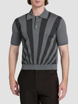 Versace Rays Intarsia-knit Polo Shirt