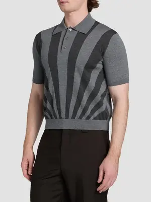 Versace Rays Intarsia-knit Polo Shirt