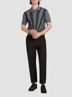 Versace Rays Intarsia-knit Polo Shirt