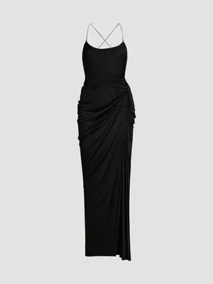 Versace Draped Jersey Column Gown