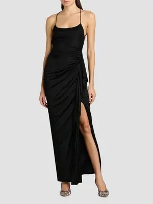 Versace Draped Jersey Column Gown