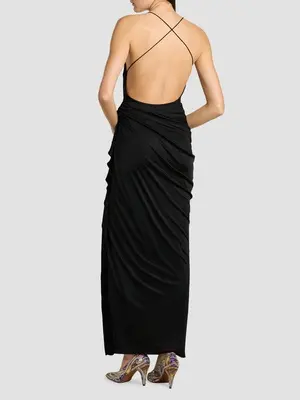 Versace Draped Jersey Column Gown