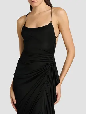 Versace Draped Jersey Column Gown