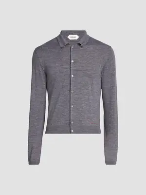Versace Wool Collared Cardigan - Medium Grey