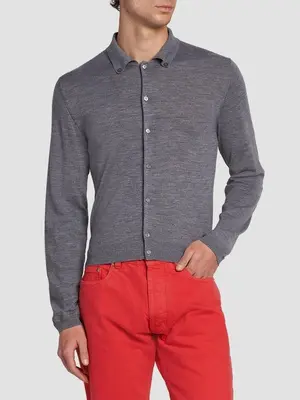Versace Wool Collared Cardigan