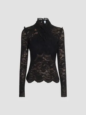 Rabanne Lace Wrap Long-sleeve Top - Black