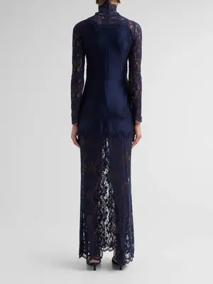 Rabanne Lace Turtleneck Maxi Dress