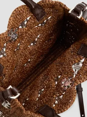 Rabanne Raffia & Leather Top Handle Bag