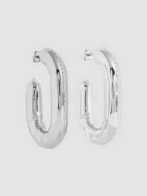 Rabanne Xl Link Silvertone Hoop Earrings - Silver