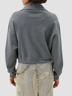 Versace Intarsia-wool & Leather Patchwork Zip Sweatshirt