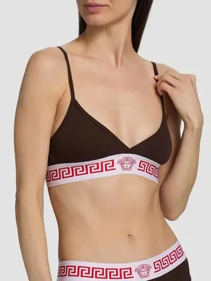 Versace Cotton Jersey Rib Bra