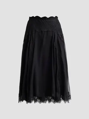 Dolce & Gabbana Lace-trim Silk-cotton Midi Skirt