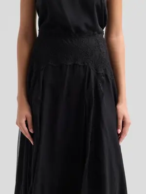 Dolce & Gabbana Lace-trim Silk-cotton Midi Skirt