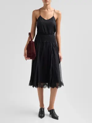 Dolce & Gabbana Lace-trim Silk-cotton Midi Skirt