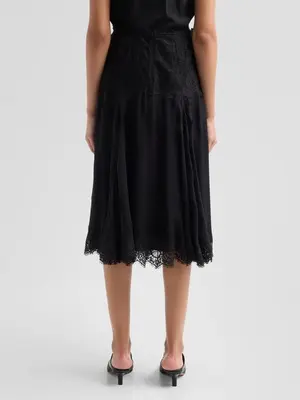 Dolce & Gabbana Lace-trim Silk-cotton Midi Skirt
