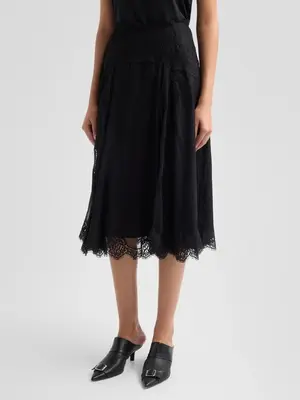 Dolce & Gabbana Lace-trim Silk-cotton Midi Skirt
