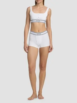 Versace Bio Cotton Rib-knit Bra
