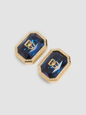 Dolce & Gabbana Goldtone & Glass Crystal Monogram Stud Earrings