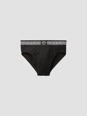 Versace Greca Medusa Head Cotton Jersey Brief - Black