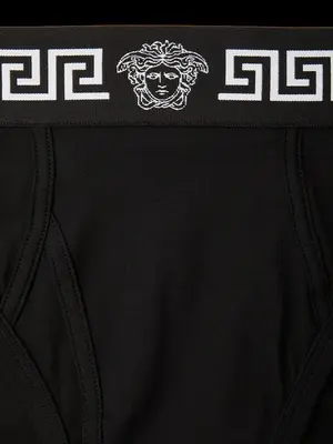 Versace Greca Medusa Head Cotton Jersey Brief - Black