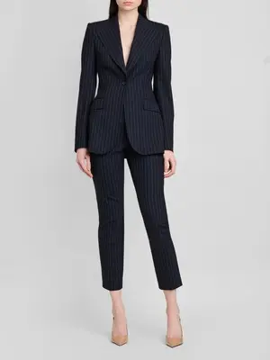 Dolce & Gabbana Pinstriped Stretch Virgin Wool Slim-leg Pants