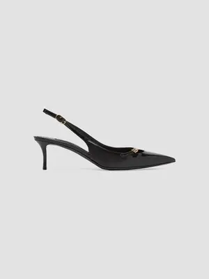 Dolce & Gabbana Vernice 90mm Leather Stiletto Slingback Pumps - Nero