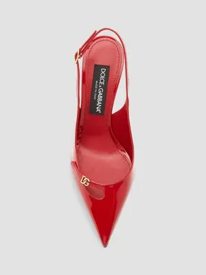 Dolce & Gabbana Vernice 90mm Leather Stiletto Slingback Pumps - Rosso