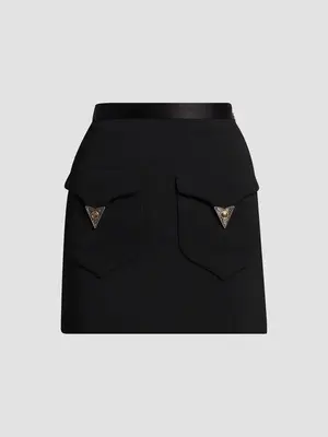 Versace La Vacanza Hardware-embellished Wool Miniskirt - Black