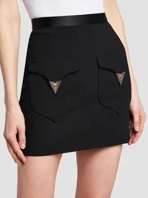 Versace La Vacanza Hardware-embellished Wool Miniskirt