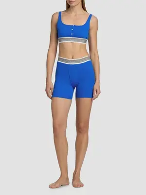 Versace Ciclista Cotton Rib-knit Trunks