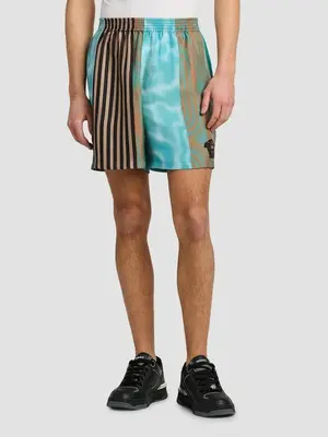 Versace Floating Printed Silk Twill Shorts
