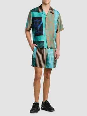 Versace Floating Printed Silk Twill Shorts