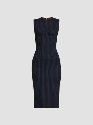 Dolce & Gabbana Pinstriped Stretch-virgin Wool Bustier Dress