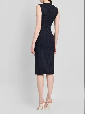 Dolce & Gabbana Pinstriped Stretch-virgin Wool Bustier Dress